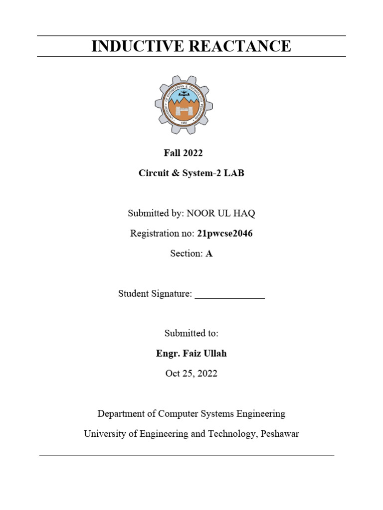 Inductive Reactance Cs Lab Pdf Inductance Inductor