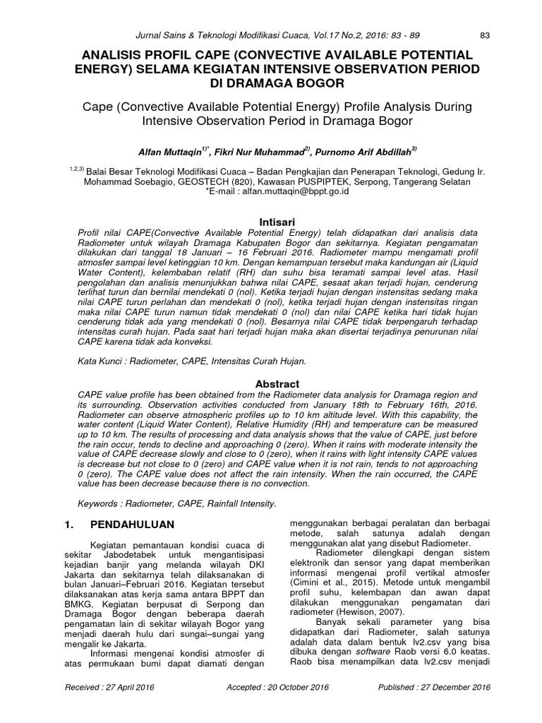Analisis Profil Cape Convective Available Potentia | PDF