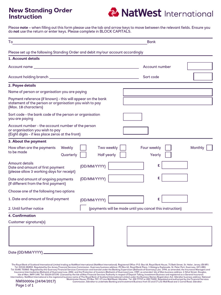 New Standing Order Instruction Nwi50000e | PDF | Private Sector ...