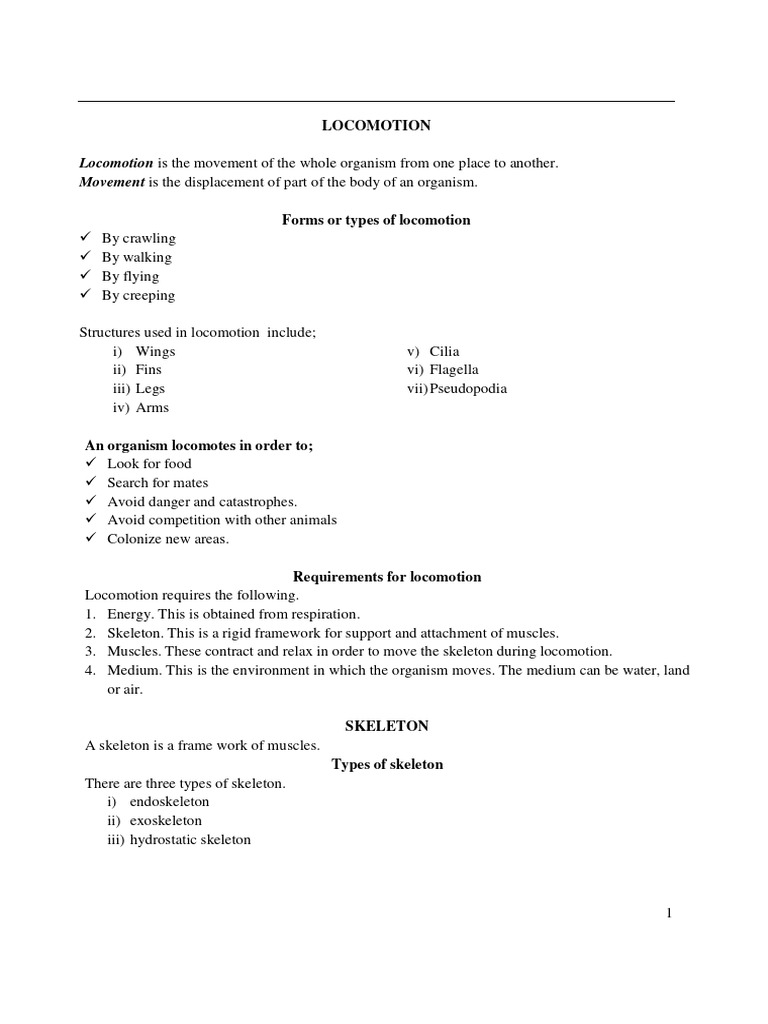 Types and Mechanisms of Locomotion | PDF | Vertebra | Vertebral Column