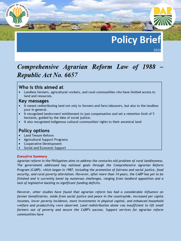 Comprehensive Agrarian Reform Law of 1988 | PDF | Economies