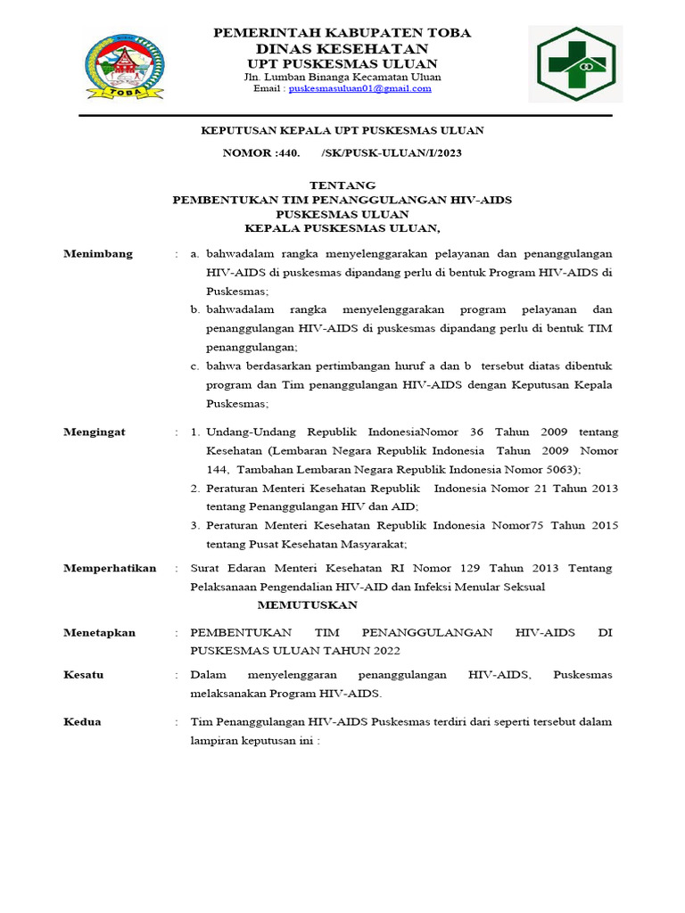 SK Pembentukan Tim HIV | PDF