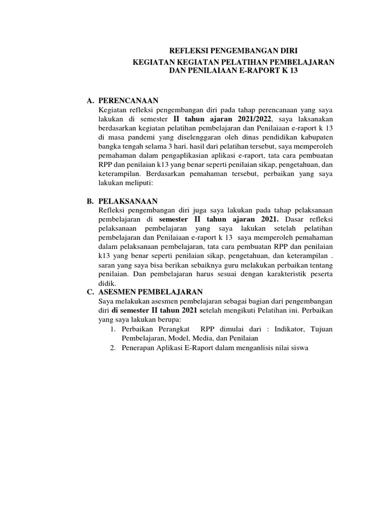Refleksi E-Raport | PDF