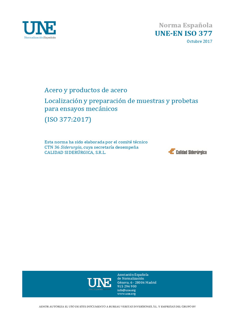 UNE-EN ISO 377-2017 | PDF | Regulación