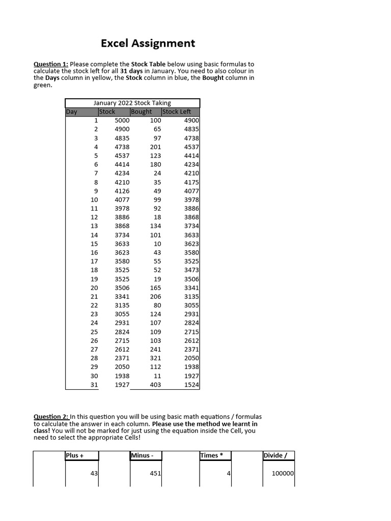 Excel Practice Assignment 1 | PDF | Mathematics | Mathematical Analysis