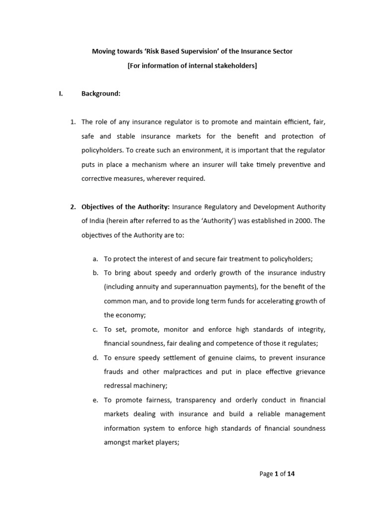 Risk Based Supervision in Insurance Sector | PDF | Risk | Insurance
