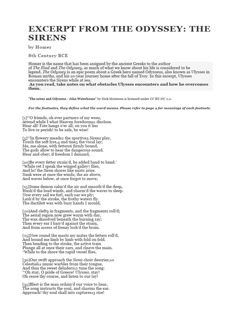 Excerpt From The Odyssey For App | PDF