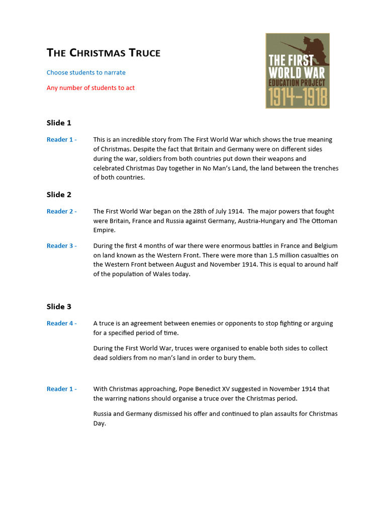 The Christmas Truce Script | PDF | World War I | Christmas