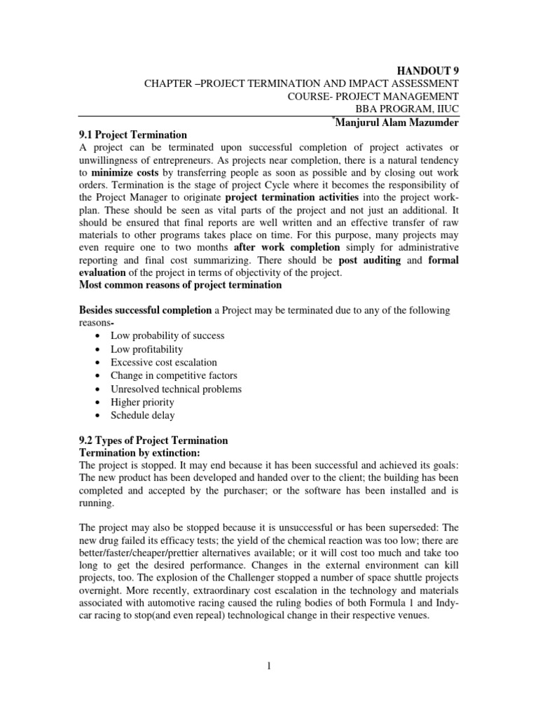 Project Evaluation and Termination | PDF