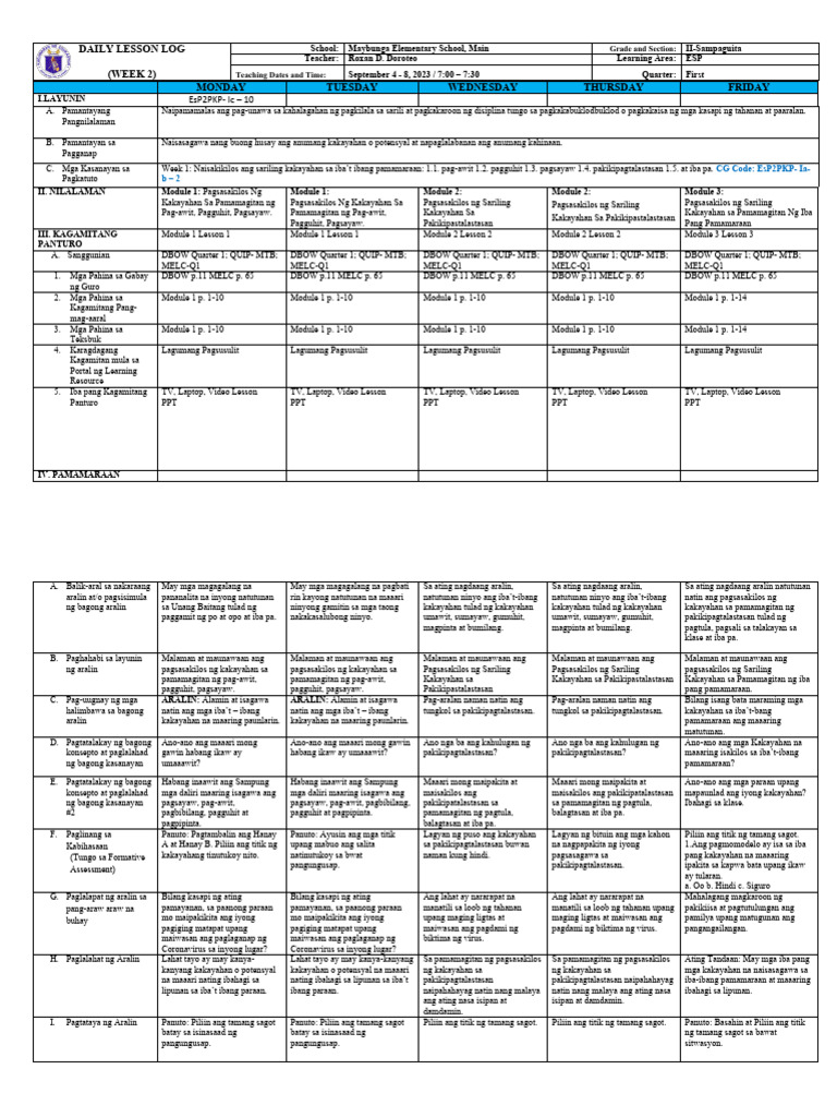 Esp 2 DLL Q1W2 | PDF