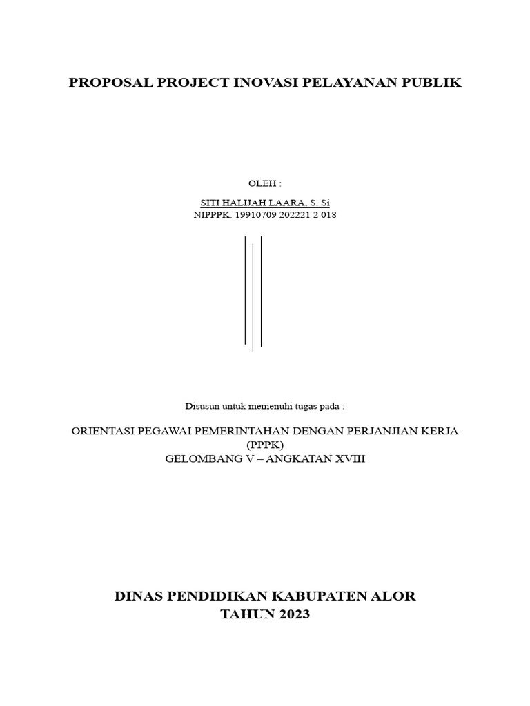 Proposal Project Inovasi Pelayanan Publik | PDF