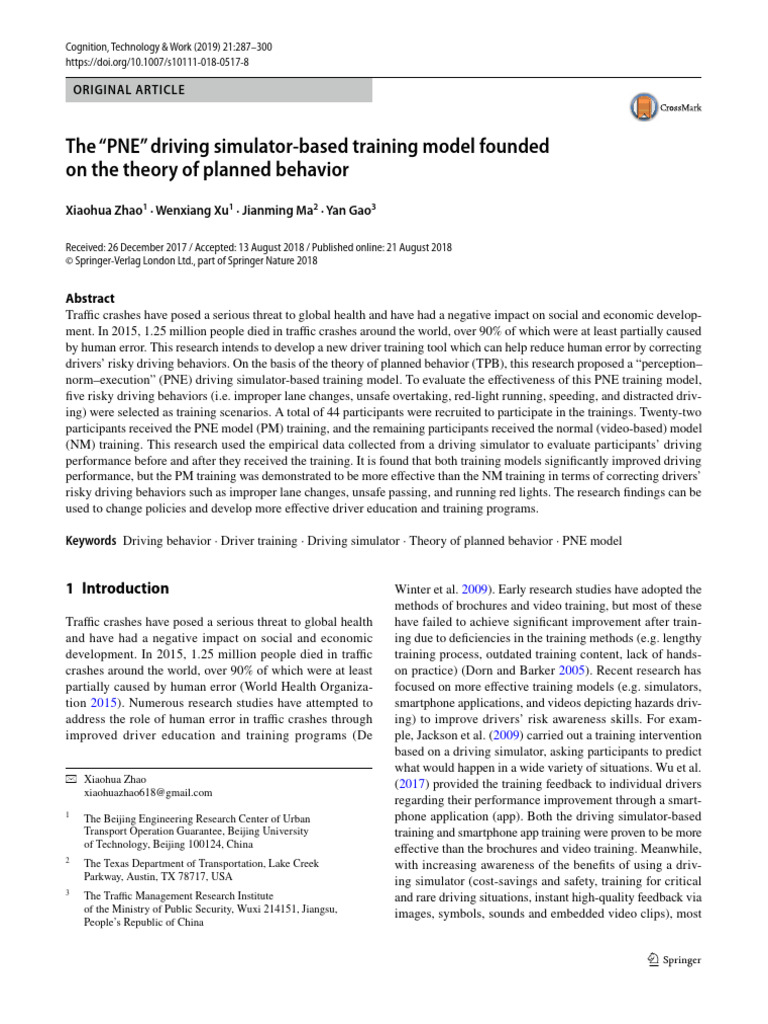 PNE Driving Simulator Training Model | PDF