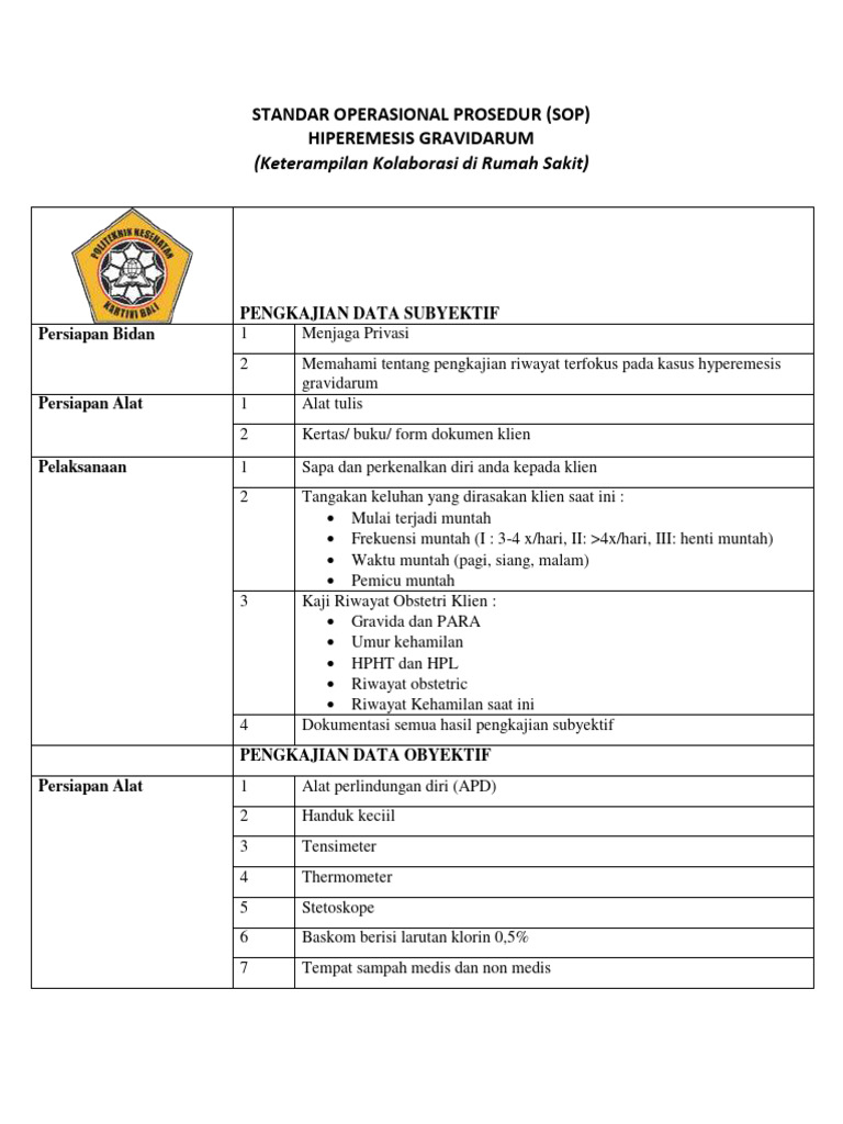 Stase 1 Kehamilan (Daftar Tilik Heg) | PDF
