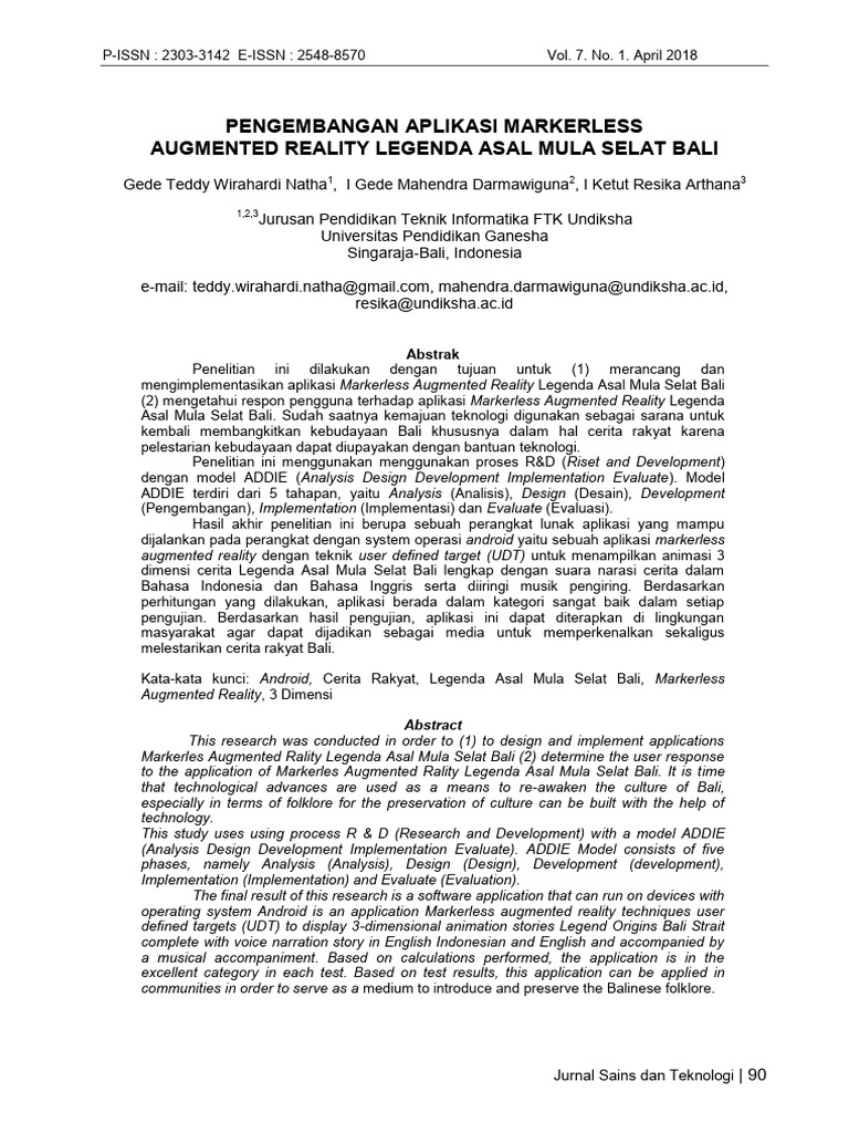 Pengembangan Aplikasi Markerless Augmented Reality Pdf