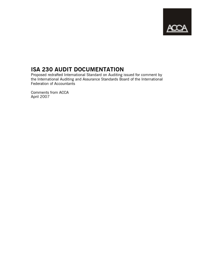 Isa 230 Audit Documentation | PDF