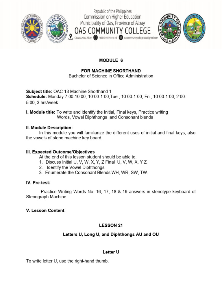 Module 6 Machine Shorthand | PDF | Phonetics | Linguistics