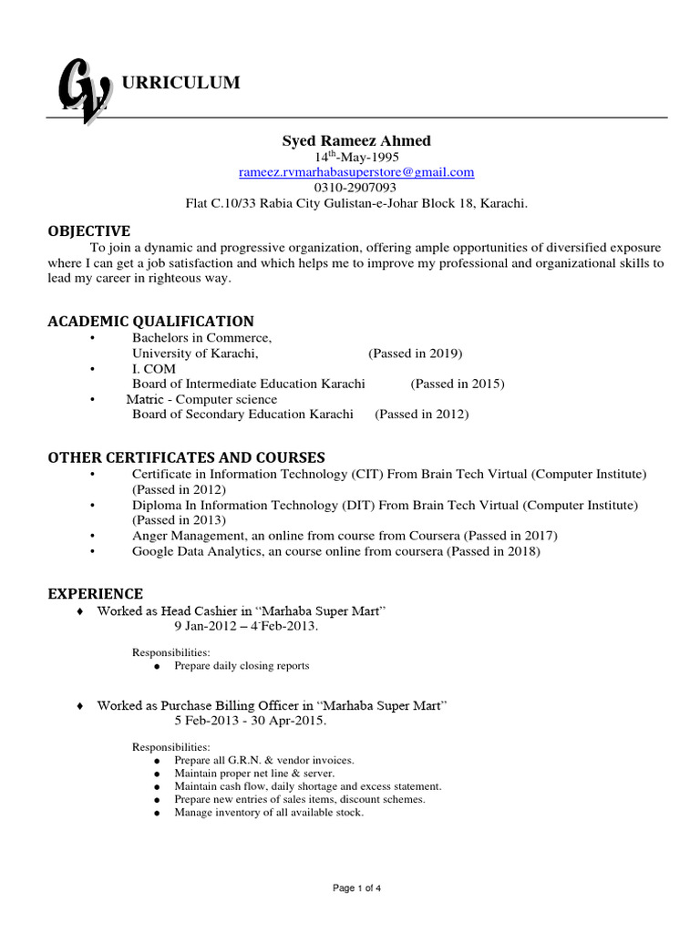 Rameez Ahmed Resume | Download Free PDF | Enterprise Resource Planning | Inventory