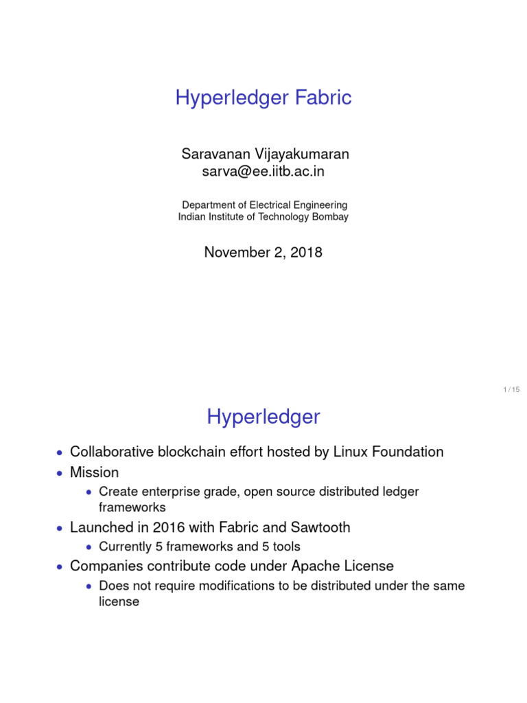 Hyperledger Fabric | PDF | Information Technology | Computer Science
