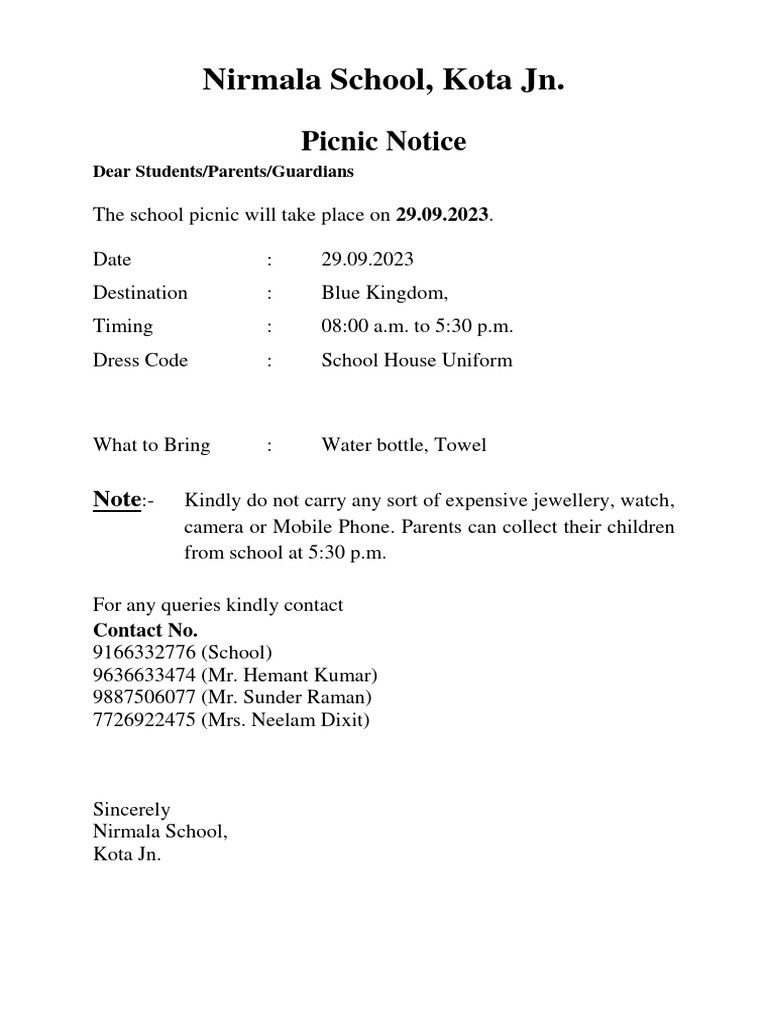 Picnic Notice | PDF