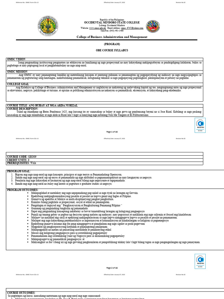 Ang Buhay at Mga Akda Ni Rizal | PDF