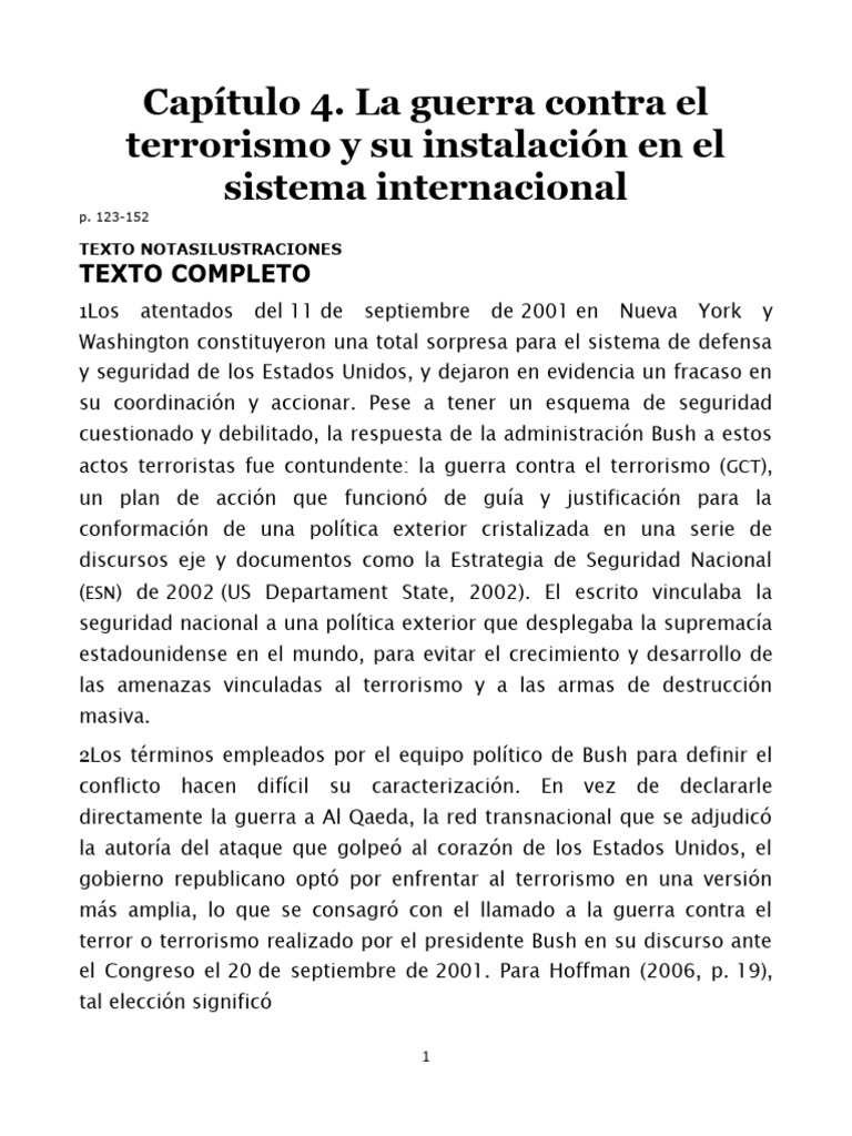 Capítulo 4 - Guerra Contra El Terrorismo | PDF | George W. Bush | Gobierno americano