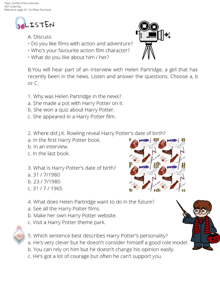 f4 2a Listening | PDF | Harry Potter | J. K. Rowling