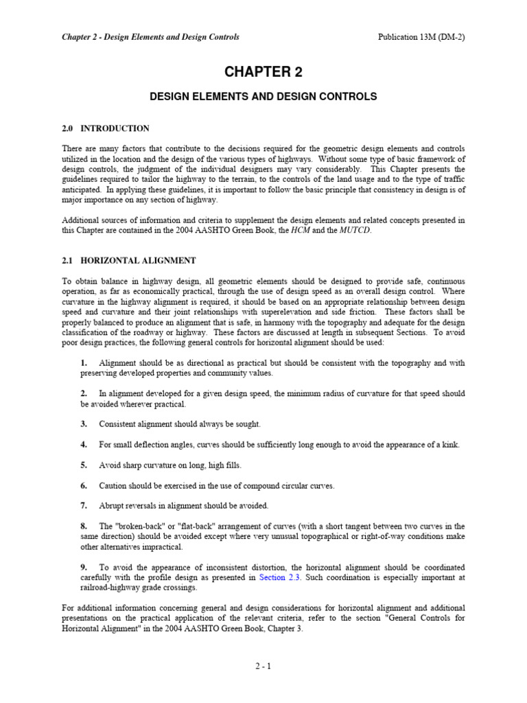 Chapter 2 - Design Elements and Design Controls | PDF | Lane | Traffic