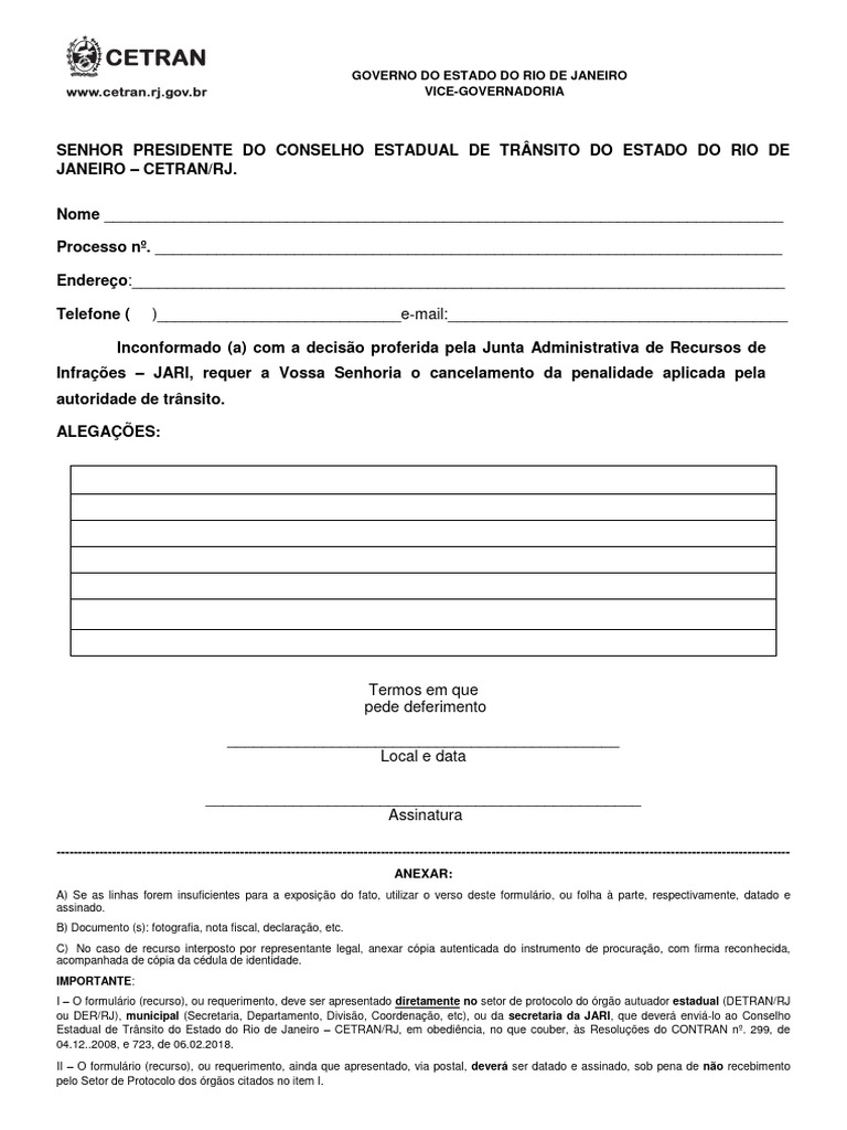 Formulário Recurso 2 Instancia Multa | PDF