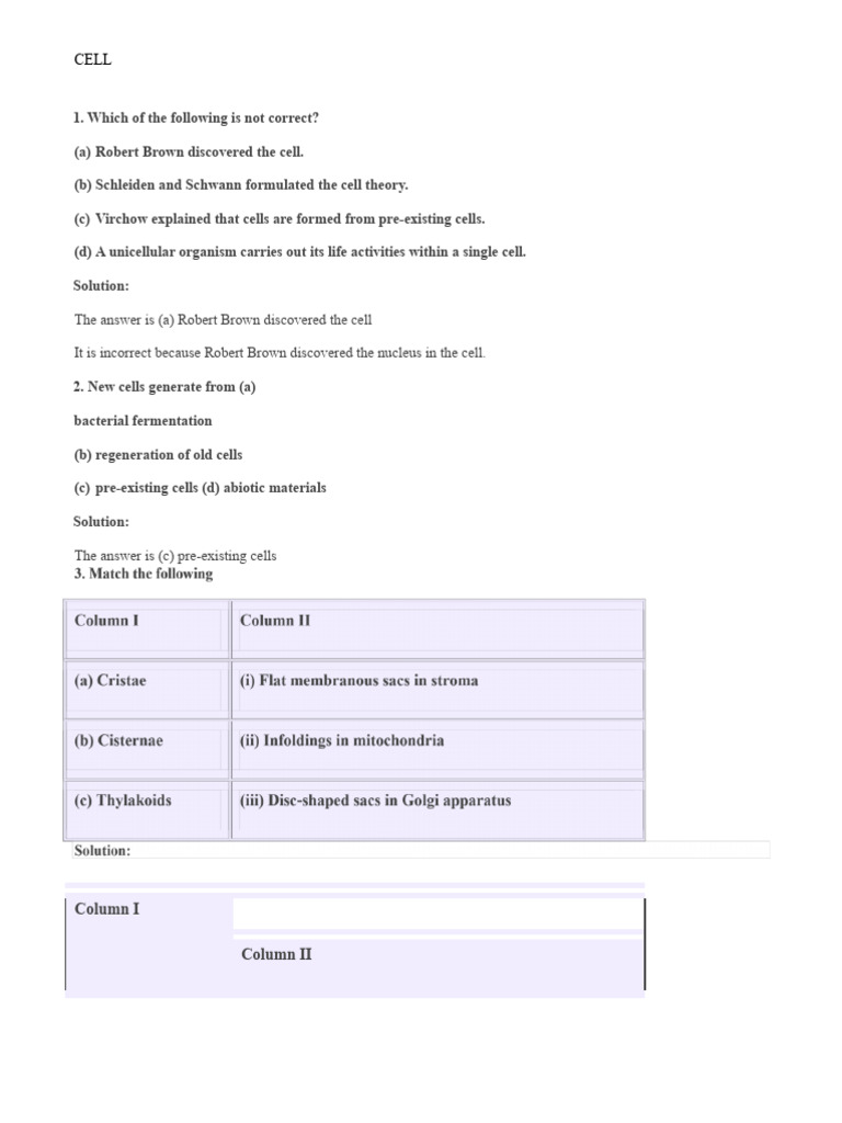 Cell Unit of Life Question Answer | PDF | Cell (Biology) | Cell Membrane