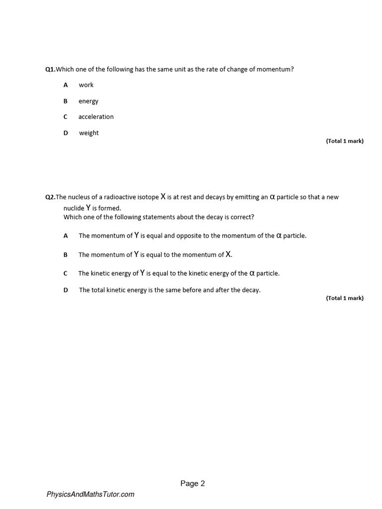 Physics Momentum and Energy Questions | PDF