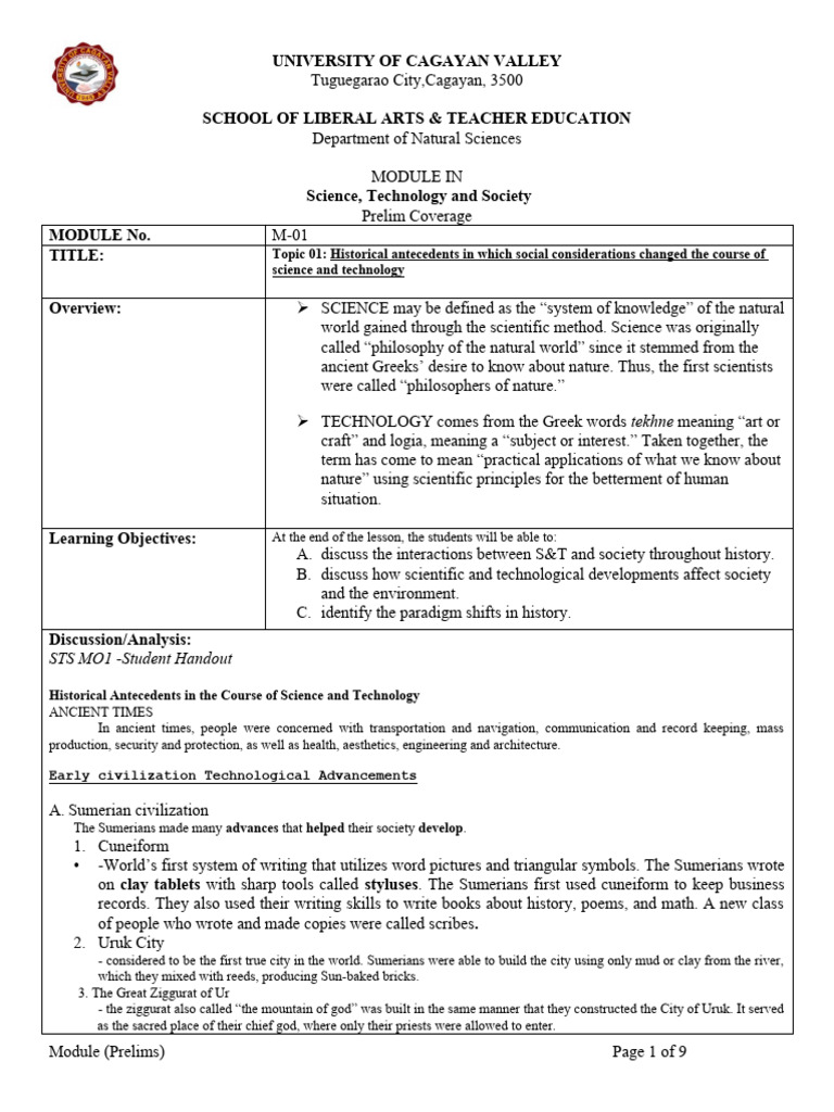 STS Prelim Module | PDF | Id