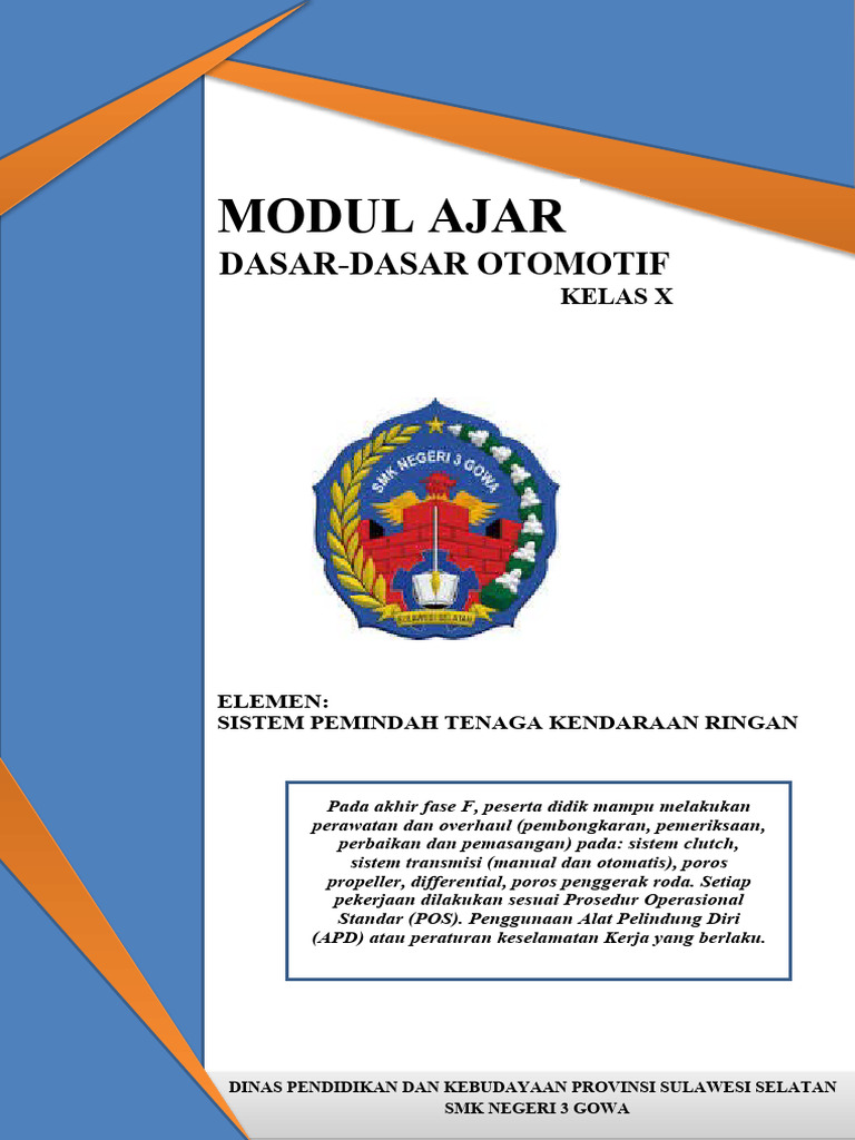 Modul Ajar Elemen 6 Sistem Pemindah Tenaga Kendaraan Ringan Pdf