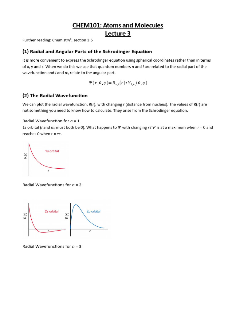 Lecture 3 Notes Pdf Atomic Orbital Electron