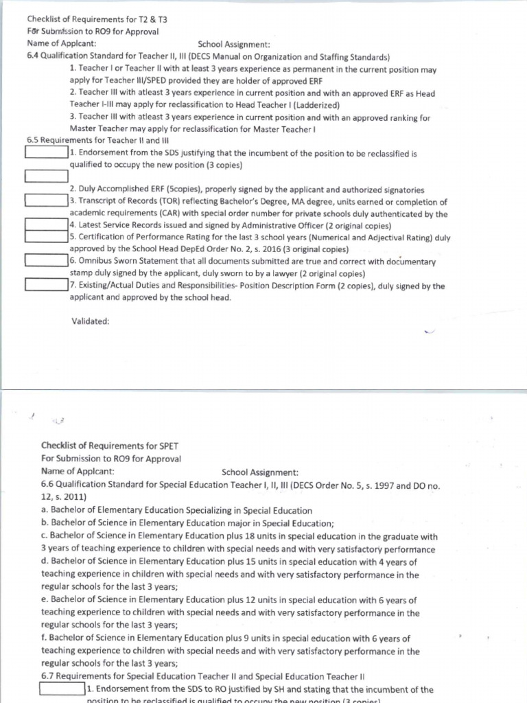 Qualification and Requirements For Reclass | PDF