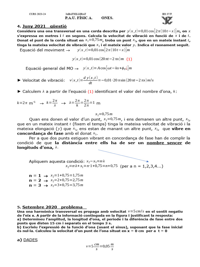 PAU ONES - Solucions | PDF