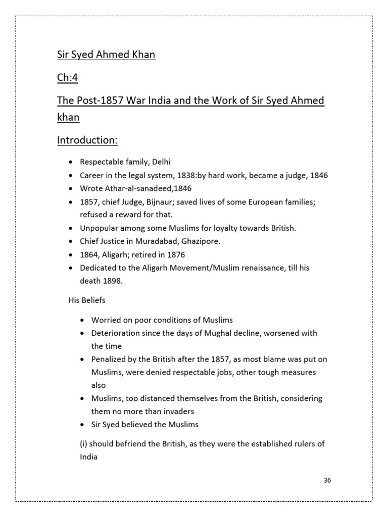 The Culture and History of Pakistan GCE 2059 Ch-4-Sir Syed Ahmed Khan ...