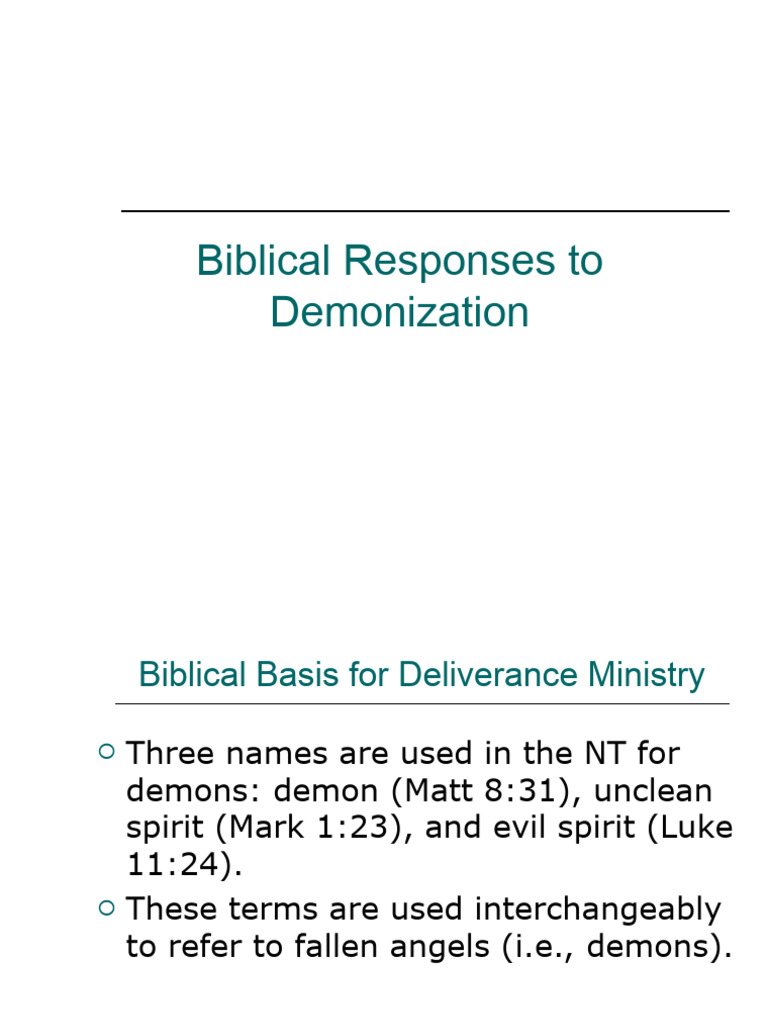 Biblical Responses To Demonization - May 2019 | PDF