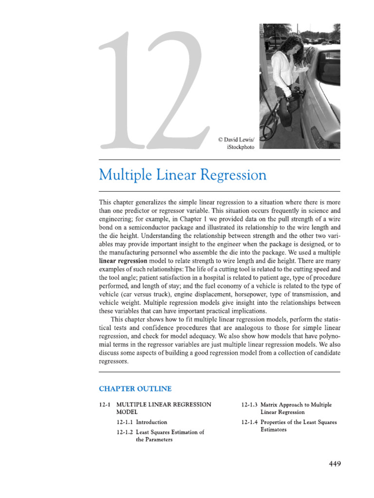 Chapt 12 Multiple Linear Regression | PDF