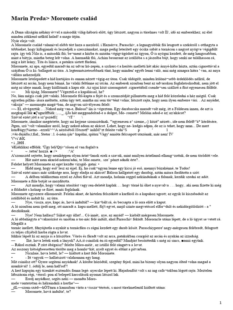 Marin Preda - Moromete Csalad | PDF