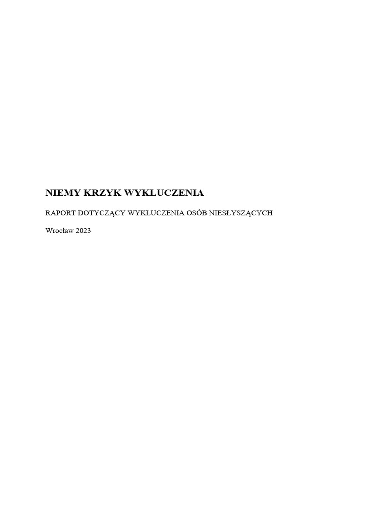 Raport Niemy Krzyk Wykluczenia 2023 | PDF