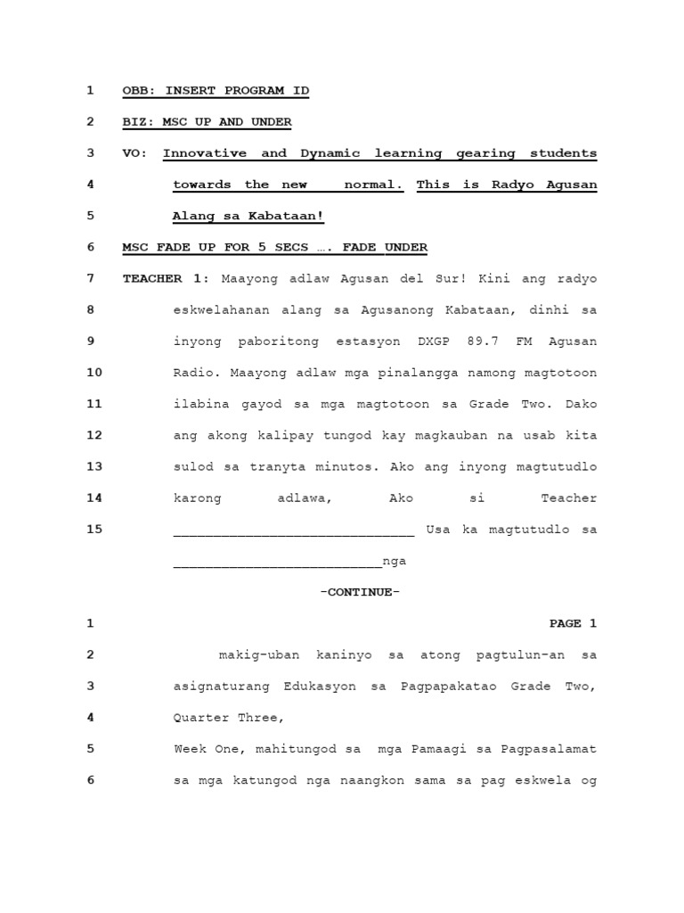 IPRINT ESP2 - Q3 - W1 - Script - SFV-FINAL | PDF