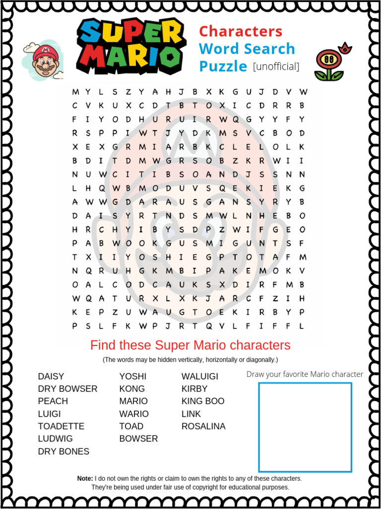 Super Mario Word Search Puzzle from Puzzletainment | PDF