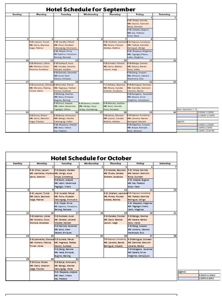 Hotel Schedule | PDF