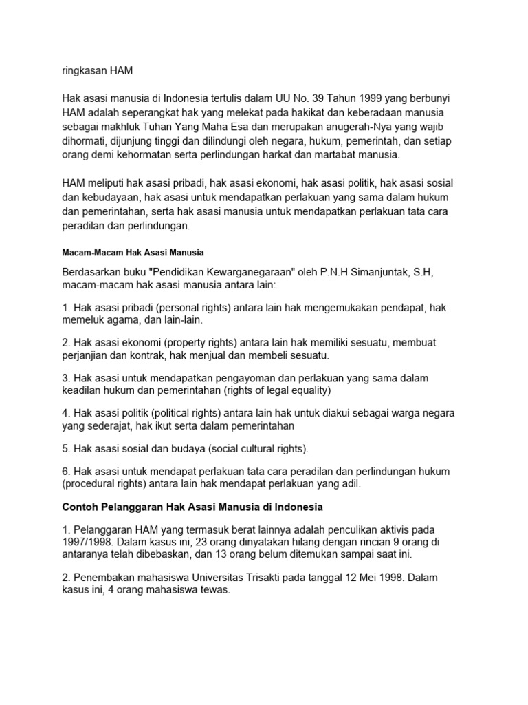 Ringkasan HAM | PDF