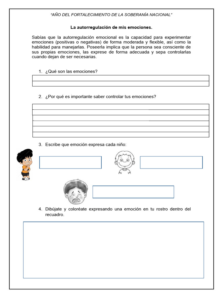 Ficha de Tutoria - La Autorregulación de Mis Emociones | PDF