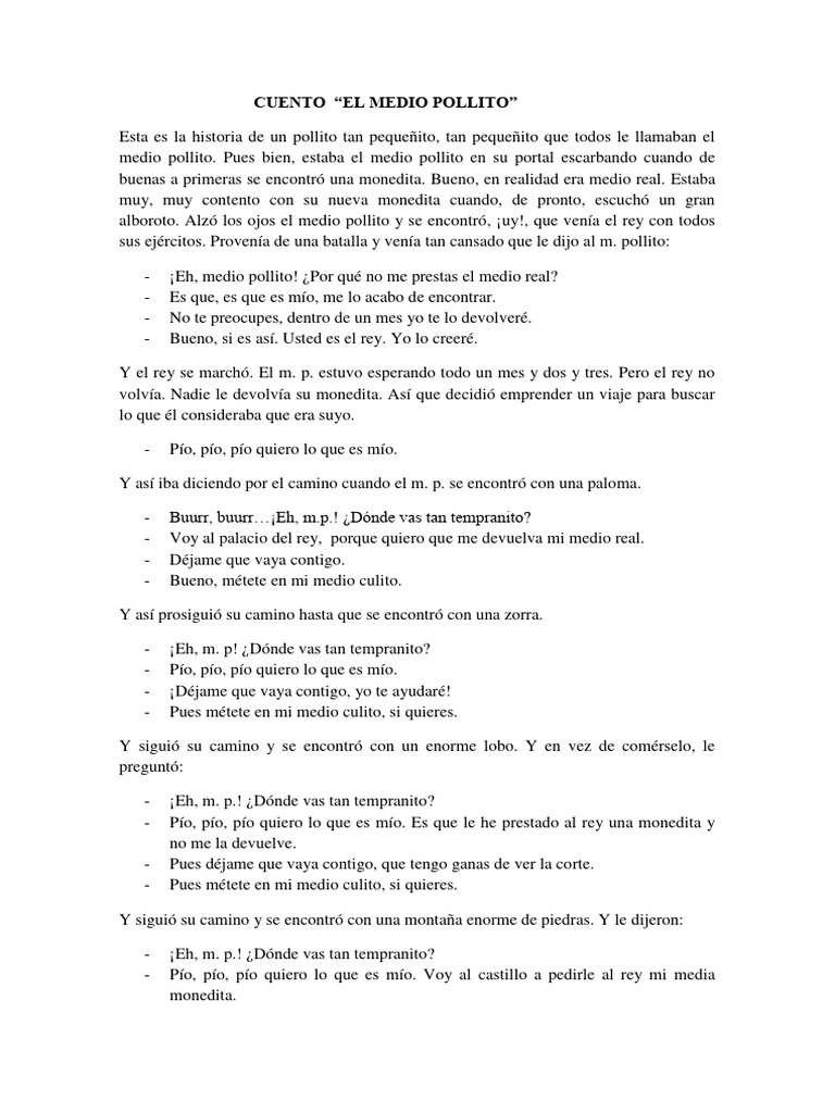 CUENTO Del Medio Pollito | PDF