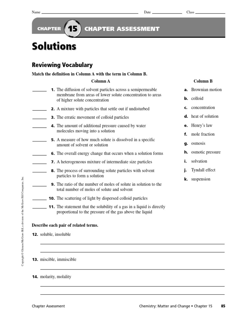 Chapter 15 Study Guide | PDF | Solubility | Osmosis