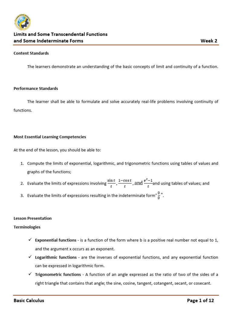 BC1 Week 1-Module | PDF | Trigonometric Functions | Function (Mathematics)