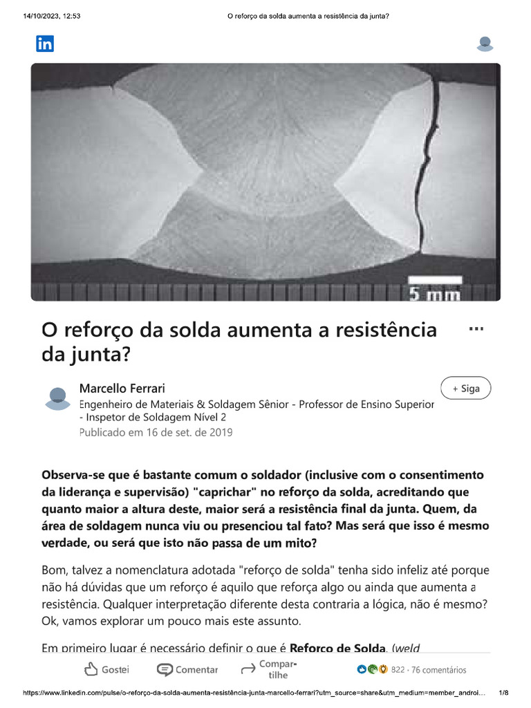 O Reforço Da Solda Aumenta A Resistência Da Junta | PDF