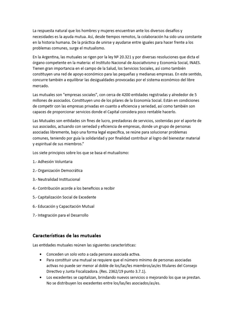 Características de Las Mutuales | PDF